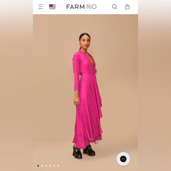 FARM Rio | Dresses | Farm Rio Pink Long Sleeve Maxi Dress | Poshmark